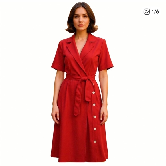 Barry Bricken | Dresses | Elegant Red Wrap Dress Barry Bricken | Poshmark
